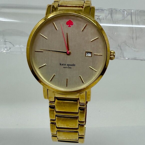 kate spade | Jewelry | Kate Spade Gold Stainless Steel Watch Red Spade ...